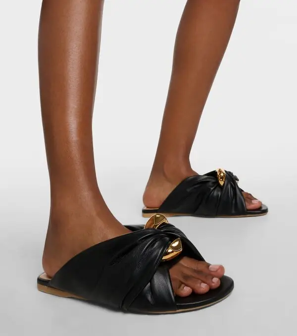 JW Anderson Corner Leather Slides - Black