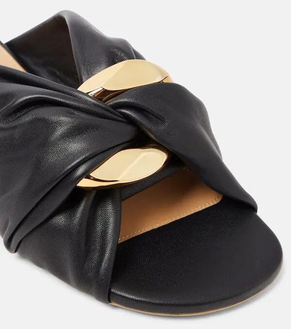 JW Anderson Corner Leather Slides - Black