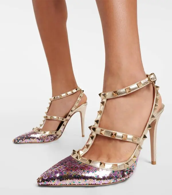 Valentino Garavani Rockstud Embellished Pumps - Multicoloured