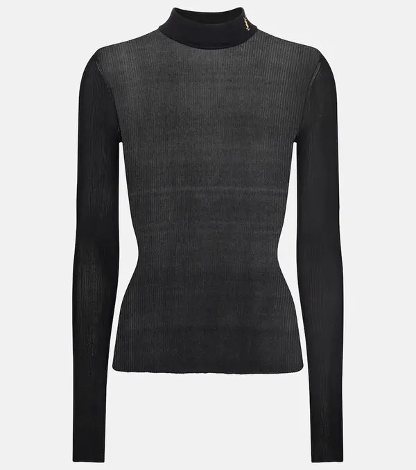 Saint Laurent Monogram Silk Mockneck Top