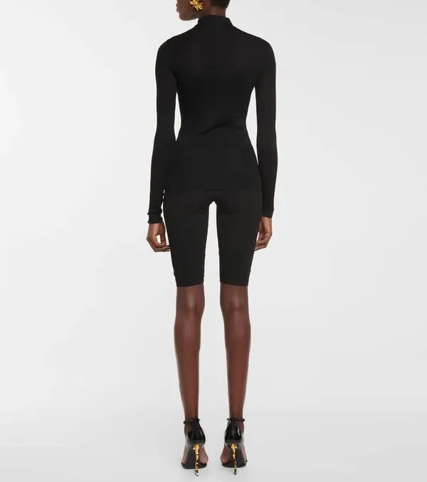 Saint Laurent Monogram Silk Mockneck Top