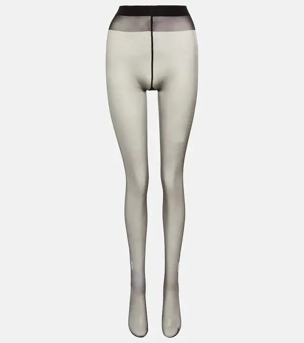 Saint Laurent Monogram Crystal-embellished Tights - Black