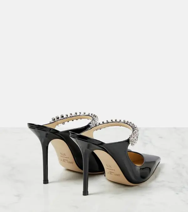 JIMMY CHOO Bing 100 Patent Leather Mules - Black