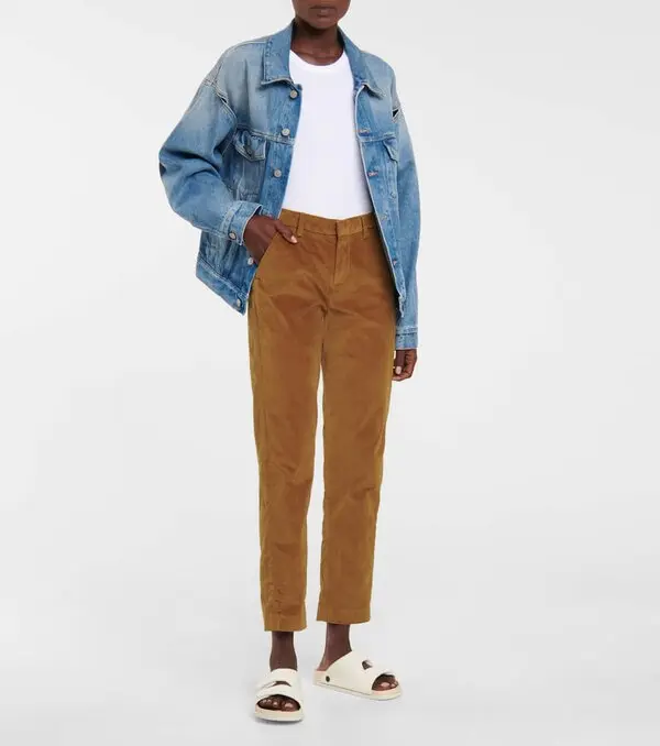 7 For All Mankind High-rise Cotton-blend Velvet Trousers