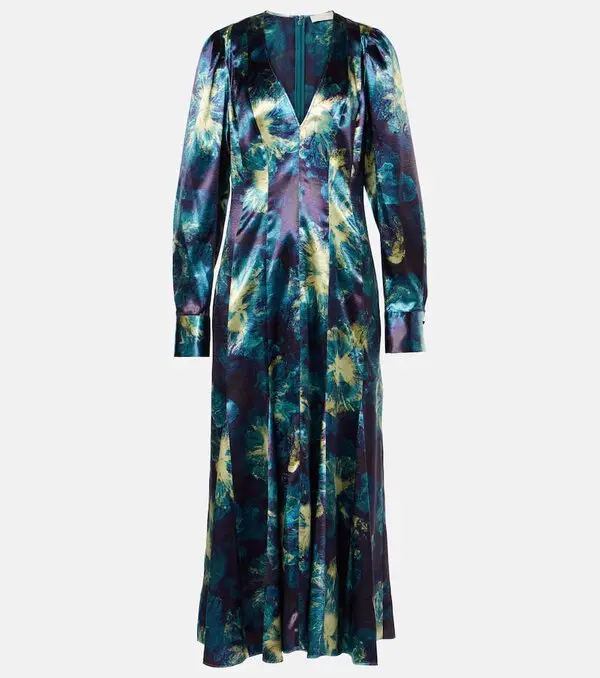 Ulla Johnson Azrou Floral Satin Midi Dress