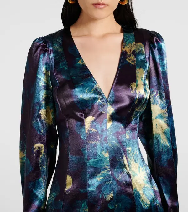 Ulla Johnson Azrou Floral Satin Midi Dress