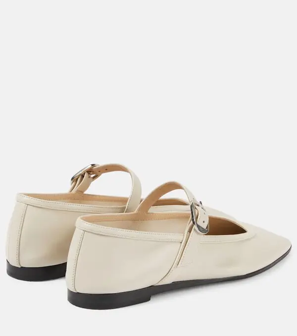Le Monde Beryl Leather Mary Jane Ballet Flats - White