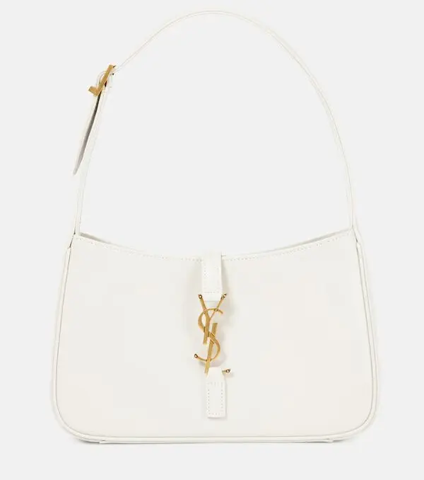 Saint Laurent Le 5 A 7 Leather Shoulder Bag - White