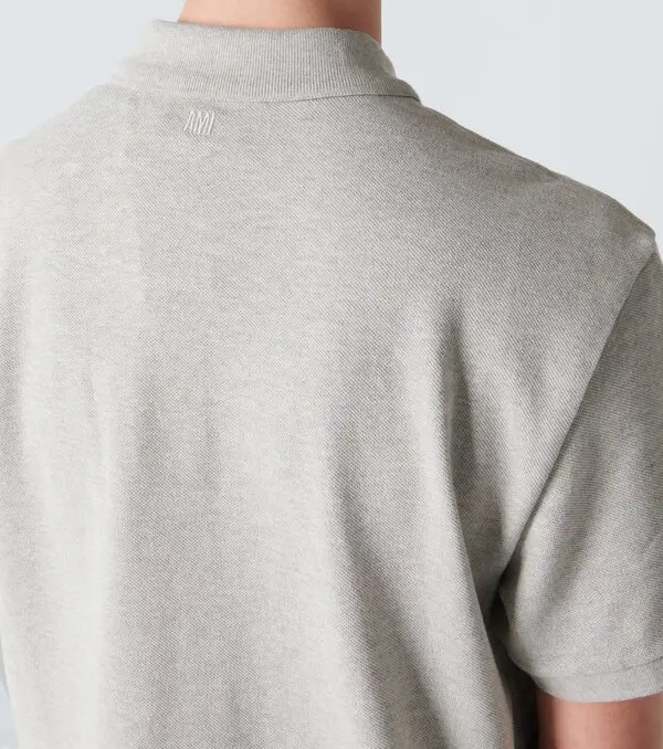AMI Paris De Cour Cotton Pique Polo Shirt - Grey