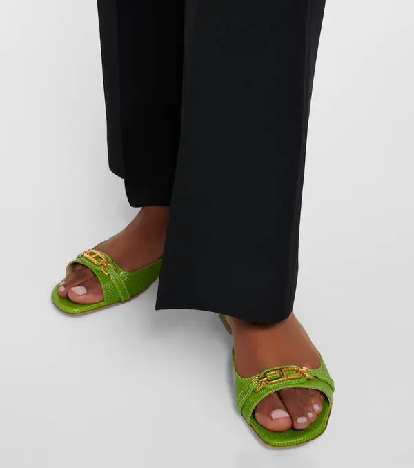 TOM FORD Whitney Snake-effect Leather Slides