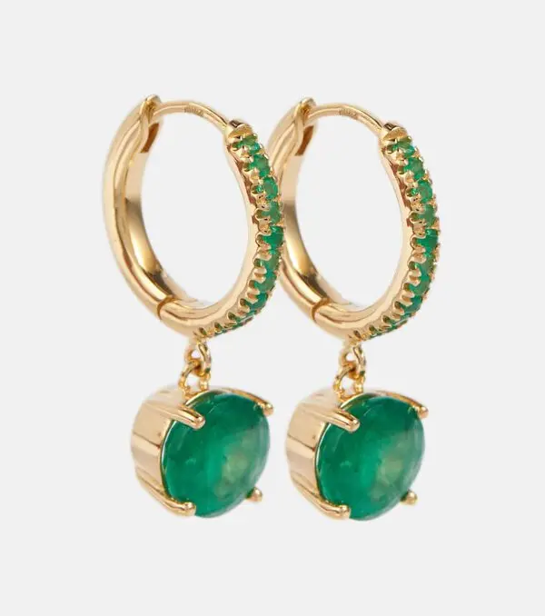 Ileana Makri Grass Seed 18kt Hoop Earrings With Emeralds - Gold