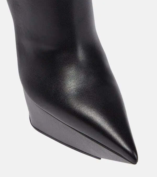 Amina Muaddi Yigit Leather Platform Ankle Boots