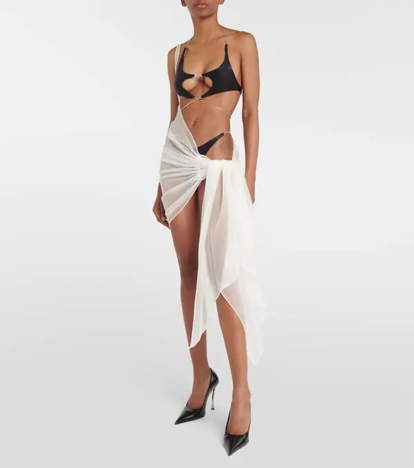 MUGLER Draped Jersey Beach Cover-up