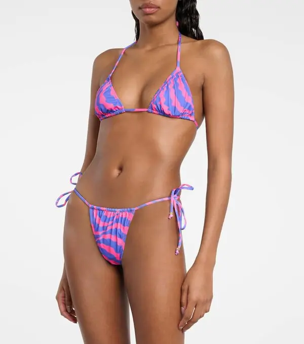 BANANHOT Bell Triangle Bikini Top In Purple Waves - Multicoloured
