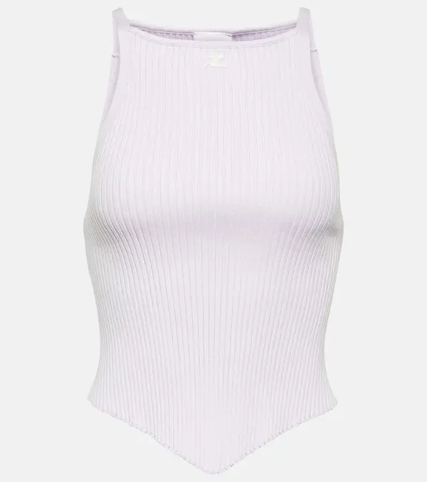 COURREGES Logo Ribbed-knit Tank Top