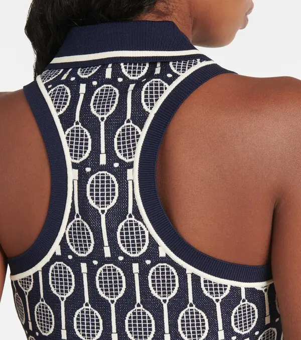 Tory Burch Cropped Intarsia Polo Shirt