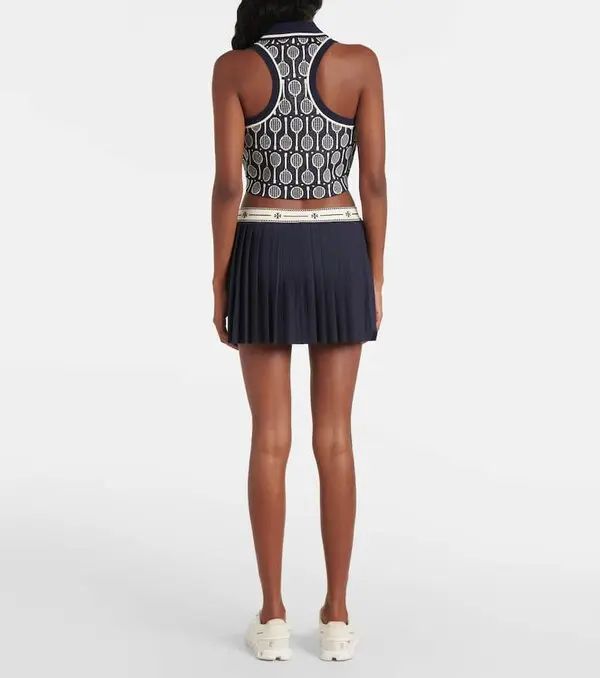 Tory Burch Cropped Intarsia Polo Shirt