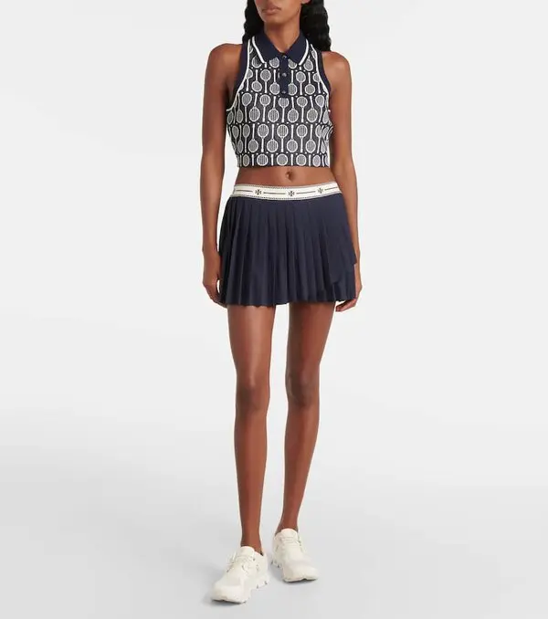 Tory Burch Cropped Intarsia Polo Shirt