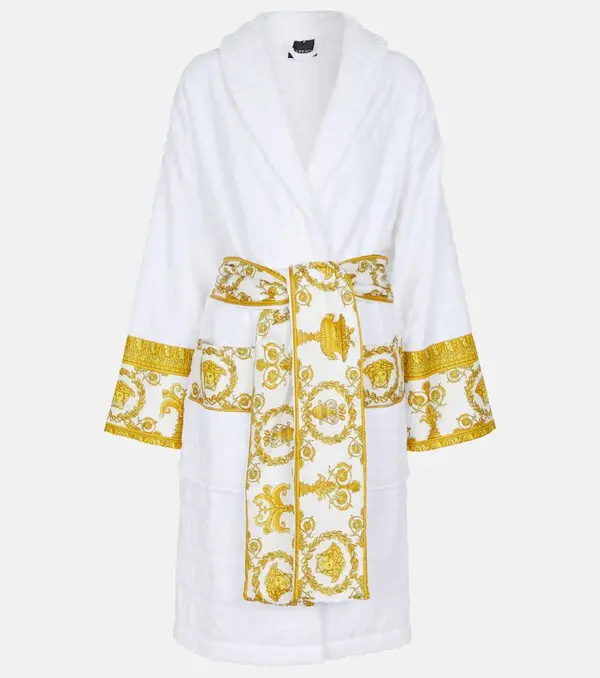 Versace Baroque Cotton Bathrobe - White