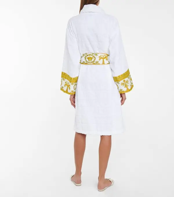 Versace Baroque Cotton Bathrobe - White