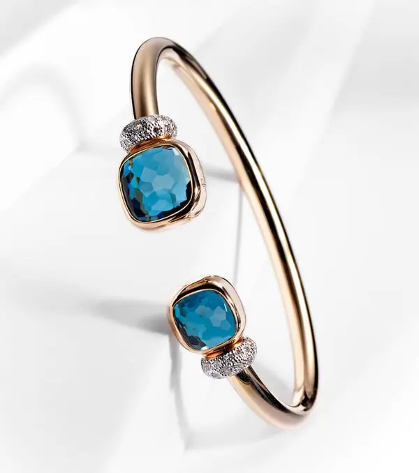 Pomellato Nudo 18kt Rose Gold Cuff Bracelet With Topaz And Diamonds