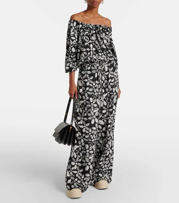 Marni Printed Wide-leg Pants