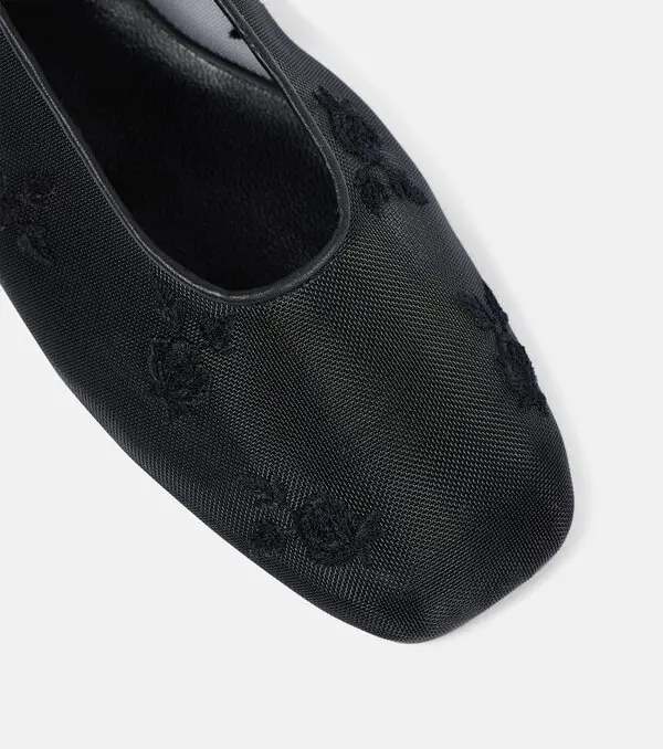 Magda Butrym Embroidered Mesh Ballet Flats - Black
