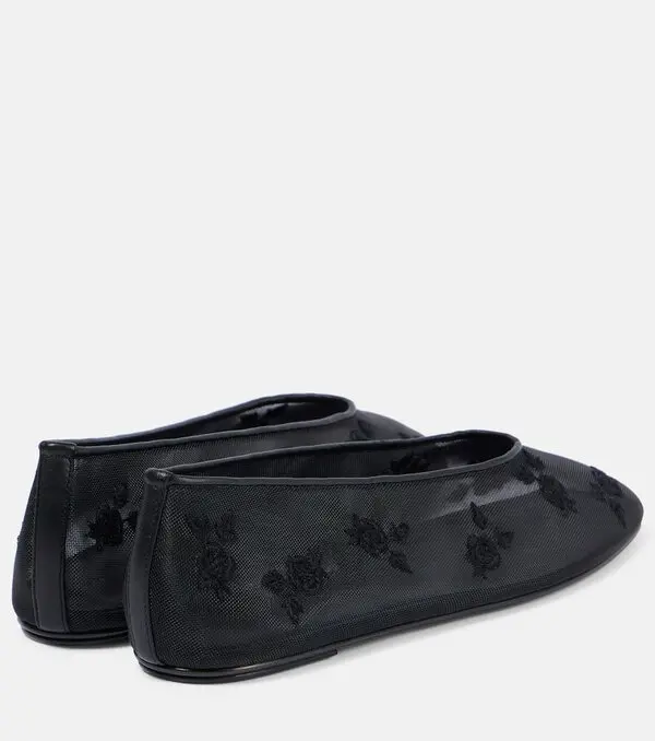 Magda Butrym Embroidered Mesh Ballet Flats - Black