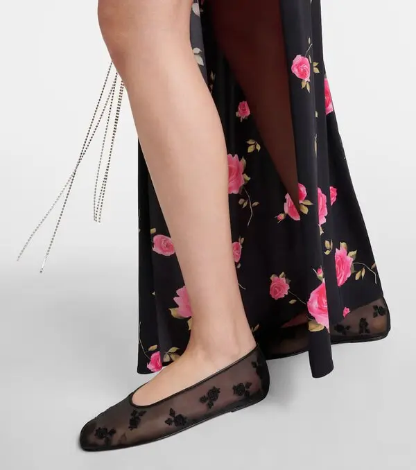 Magda Butrym Embroidered Mesh Ballet Flats - Black
