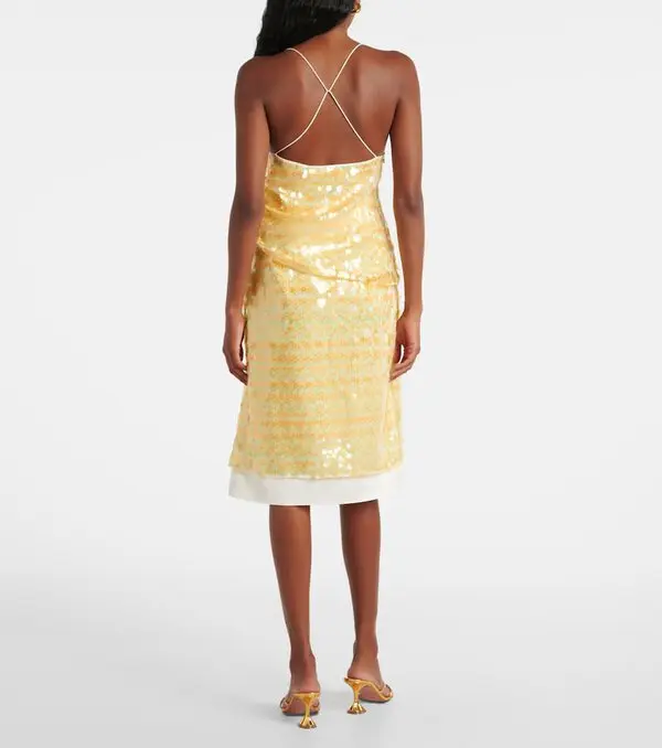 XU ZHI Sequin Draped Open Back Top - Yellow