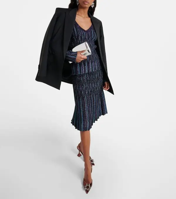 Missoni Pleated Lamé Midi Skirt