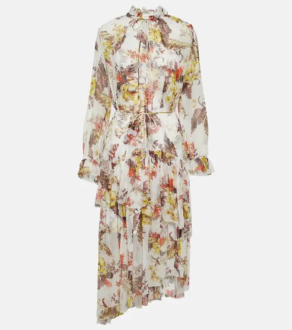 Zimmermann Matchmaker Floral Tiered Midi Dress