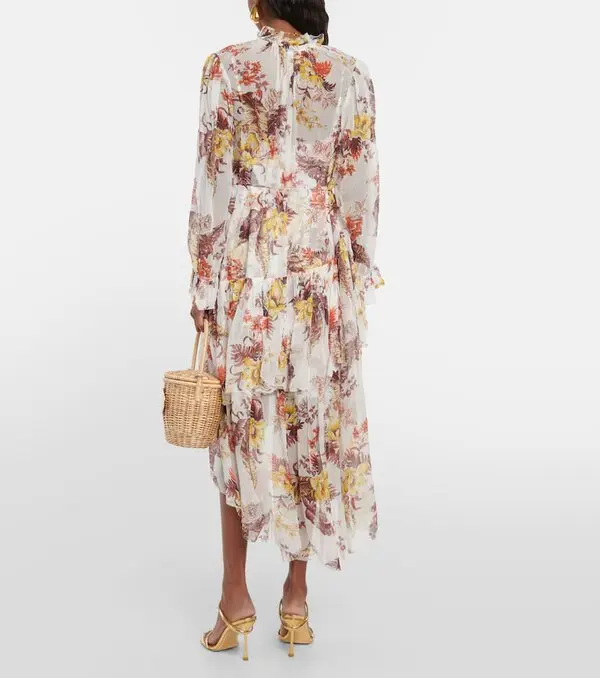 Zimmermann Matchmaker Floral Tiered Midi Dress