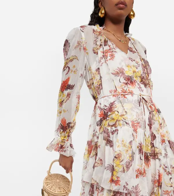 Zimmermann Matchmaker Floral Tiered Midi Dress