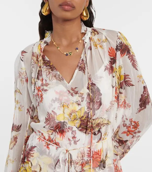 Zimmermann Matchmaker Floral Tiered Midi Dress