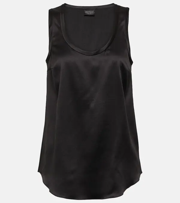 Brunello Cucinelli Silk-blend Tank Top - Black