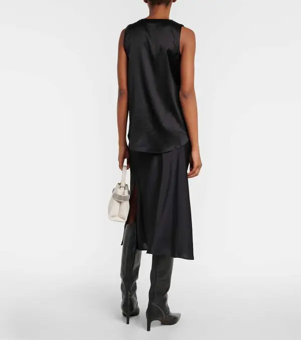 Brunello Cucinelli Silk-blend Tank Top - Black