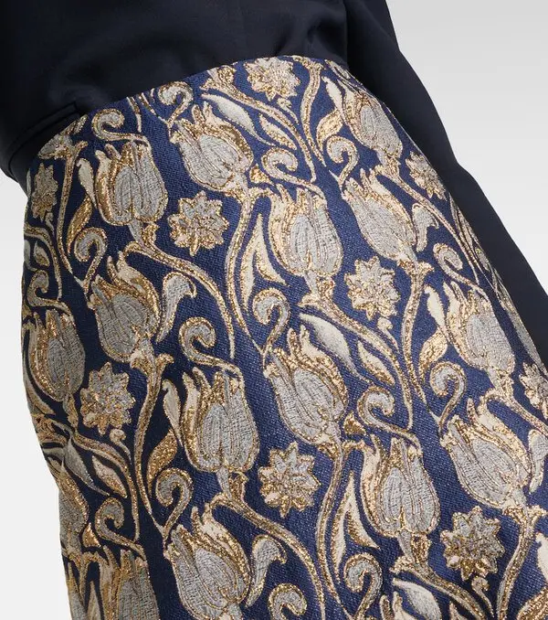 Valentino Garavani Mossi Brocade Midi Skirt