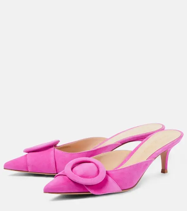 GIANVITO ROSSI Portofino Suede Mules - Pink