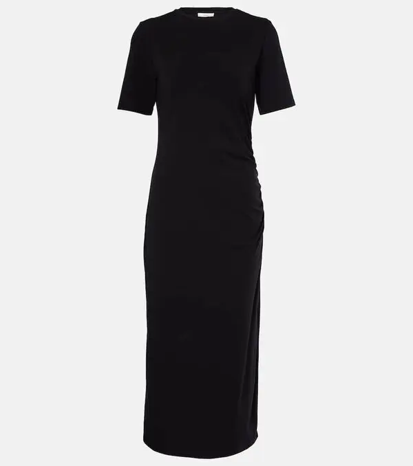 Vince Gathered Cotton-blend Midi Dress