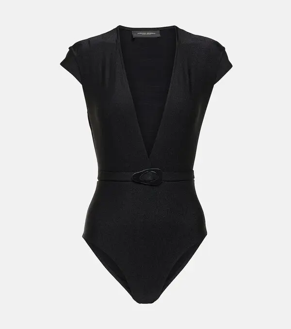 ADRIANA DEGREAS Belted Swimsuit - Black
