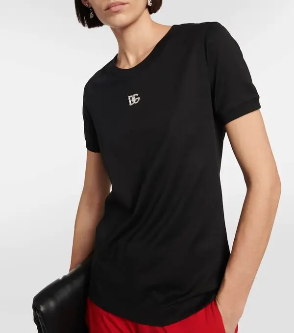 Dolce & Gabbana Embellished Cotton Jersey T-shirt