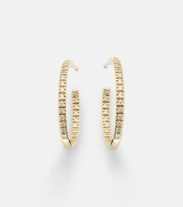 SYDNEY EVAN 14kt Yellow Hoop Earrings With Diamonds - Gold