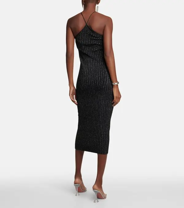 Galvan Rhea Metallic Knit Midi Dress - Black