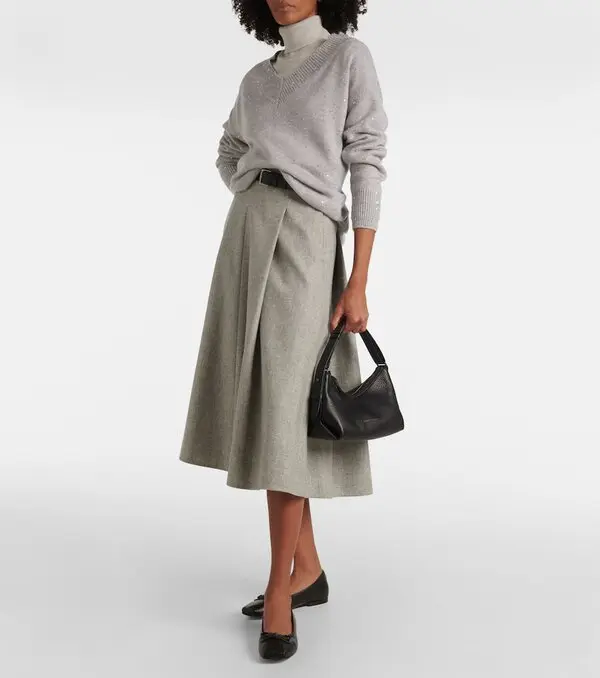 Brunello Cucinelli Monili Bow Detail Leather Ballet Flats