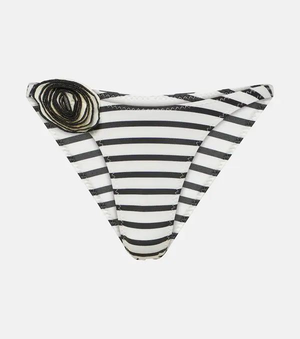 SAME Rosette Striped Bikini Bottoms - White
