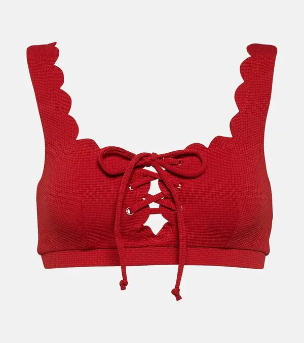 Marysia Palm Springs Scalloped Tie Bikini Top - Black