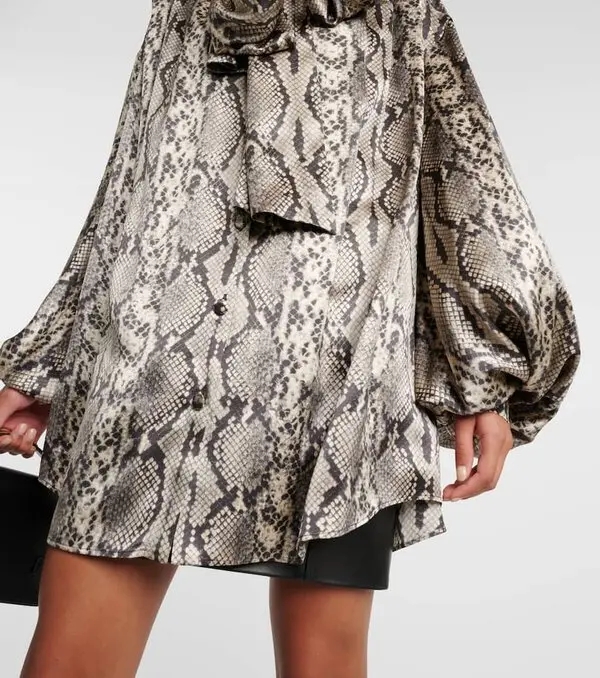Balmain Snake-print Silk Blouse
