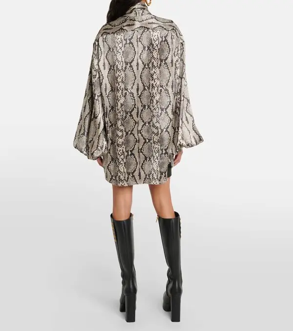 Balmain Snake-print Silk Blouse
