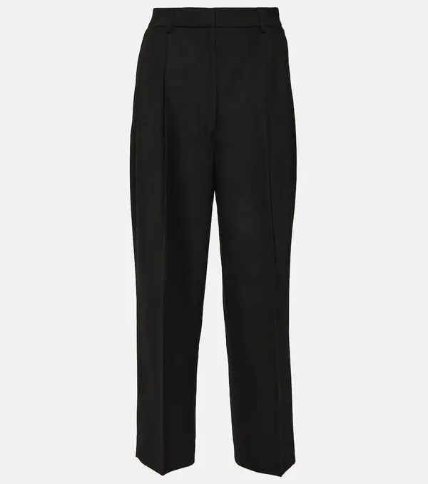 TOTEME High-rise Cropped Straight Pants - Black